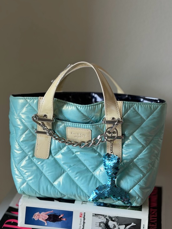 Kiss & Cry | Bags | Y2k Kiss Cry Angels Quilted Mermaid Blue Tote Bag ...